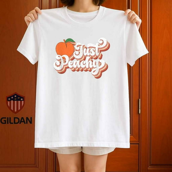 Just Peachy Retro Style Graphic Design Funny Gift Idea Fan Graphic Tee ...