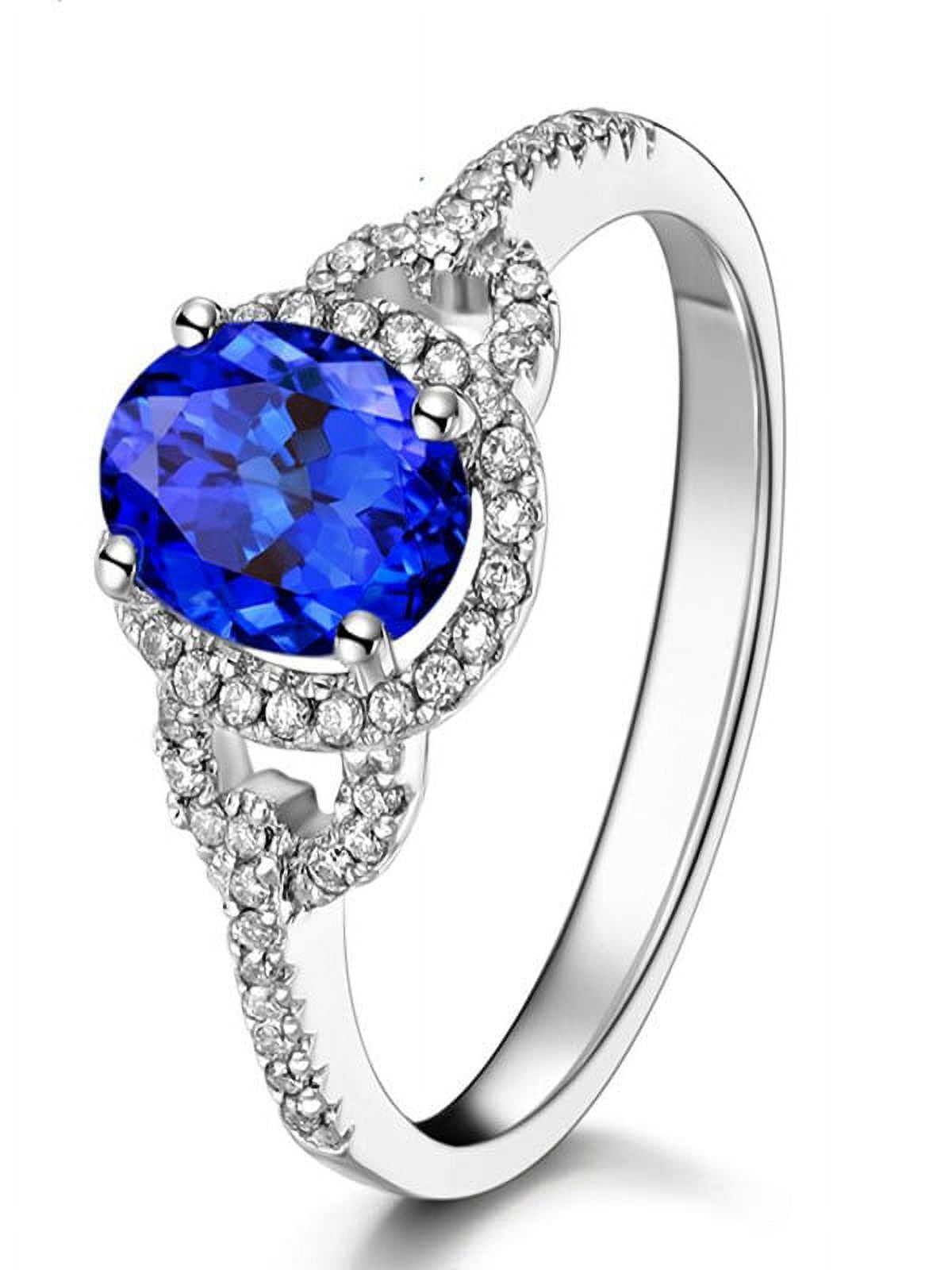Just Perfect 1 Carat Blue Sapphire and Diamond Halo Engagement Ring on ...