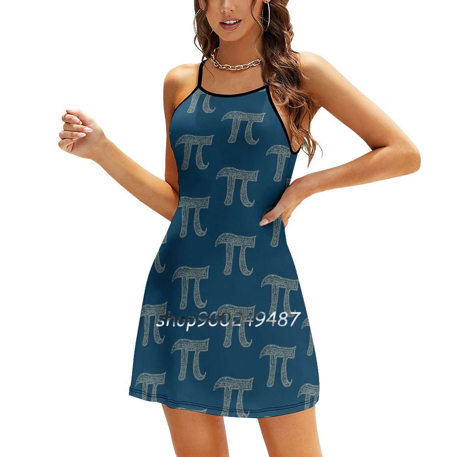 Just Pi Flare Dress Square Neck Dress Elegant Female Fashion Printed ...