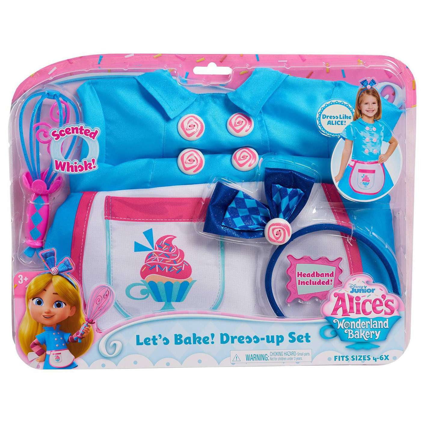 Disney Junior Alice's Wonderland Bakery Let's Bake Dress Up Set (Size ...