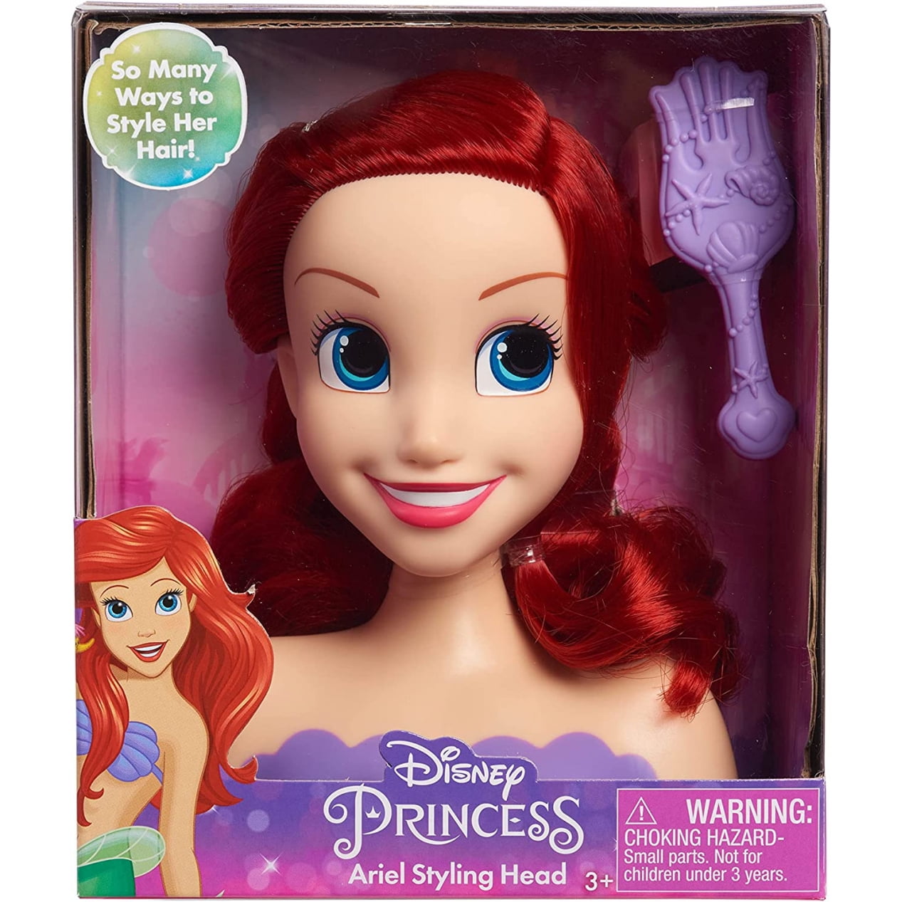 Just Play Disney 2pc Little Mermaid Girls Mini Styling Head Doll Ariel ...