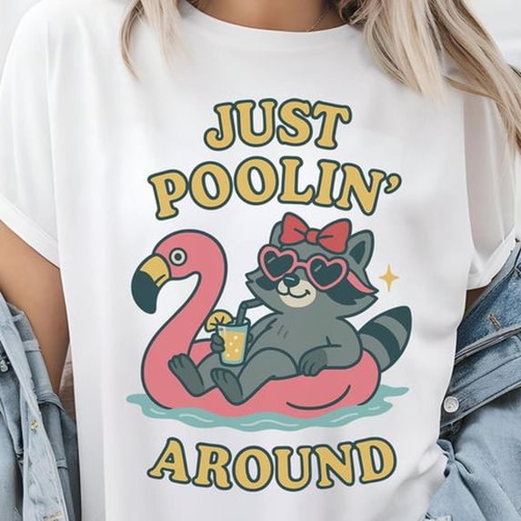 Just Poolin' Around , Funny RacC1oon Flamingo Clipart, Messy Coquette ...