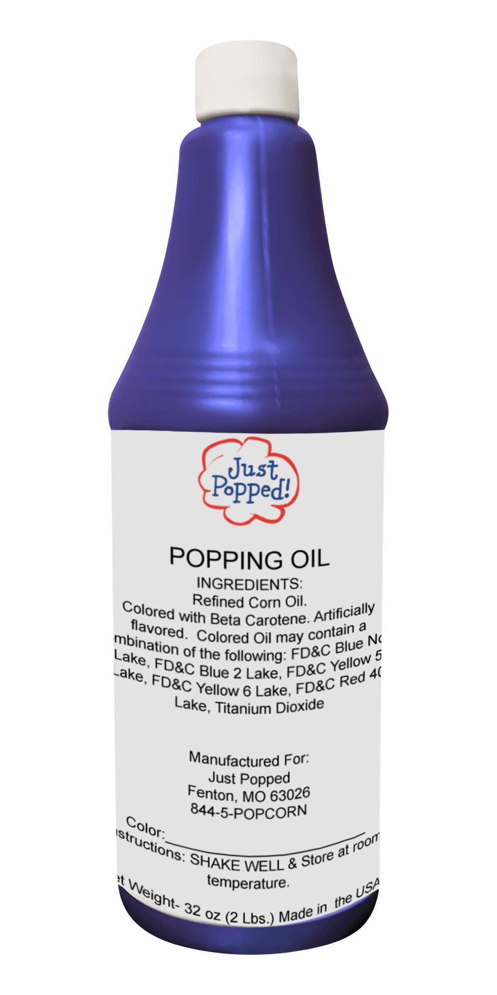 Just Popped Gourmet Delicious Butter Burst Popcorn Oil - Colored ...