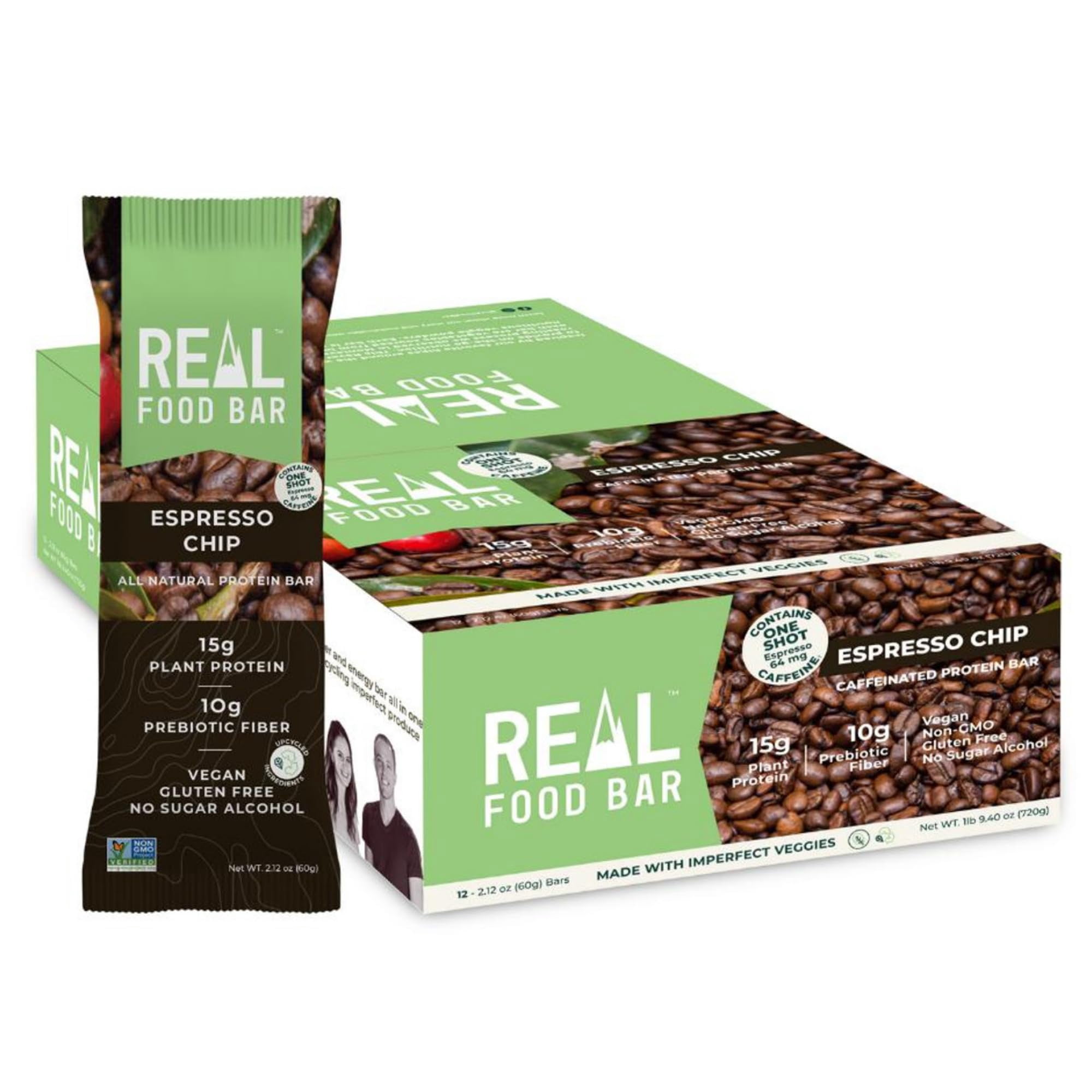 Just Real Food Bar MMF7 - Plant Based Protein Bar - Espresso Chip - 12 ...