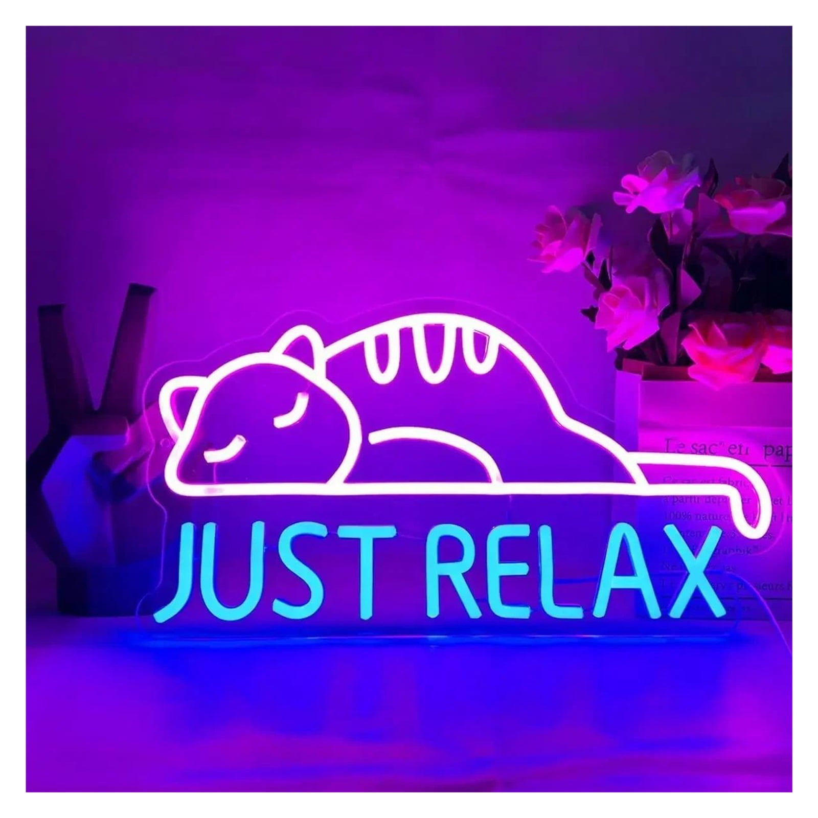 Just Relax Neon Sign Cat LED Light For Wedding Decor USB Letter Shop ...