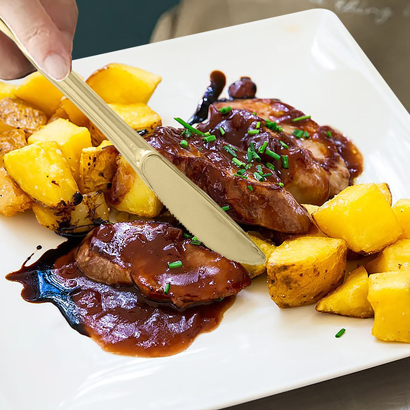 Look For, Gold Party Tableware Set, Disposable Fork Knife Spoon, for ...