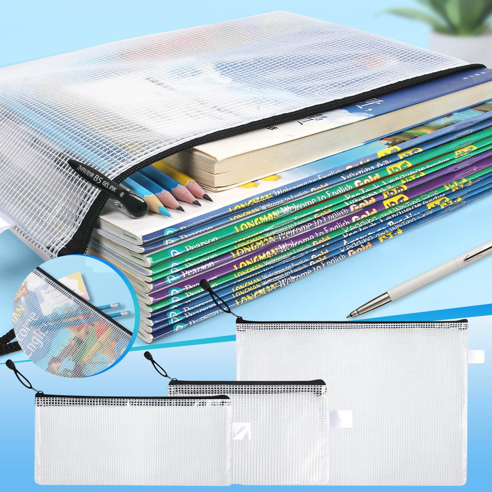 Just Released, Mesh Zipper Bags, Document Bag Set, 12PCS A4, A6 ...