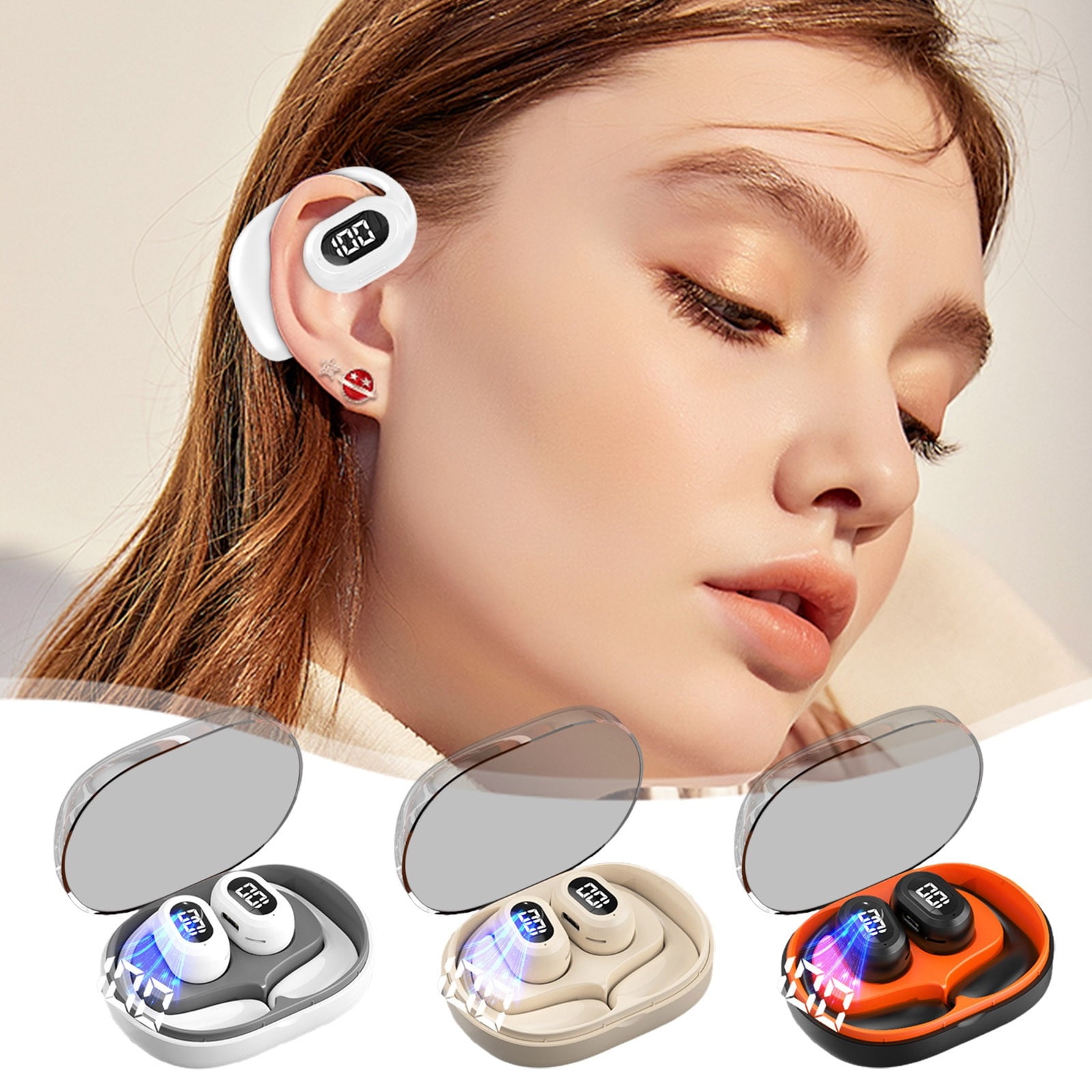 Just Released, Open Ear Headphones, Bluetooth 5.4 Wireless Earbuds with MIC, Digital Display ...