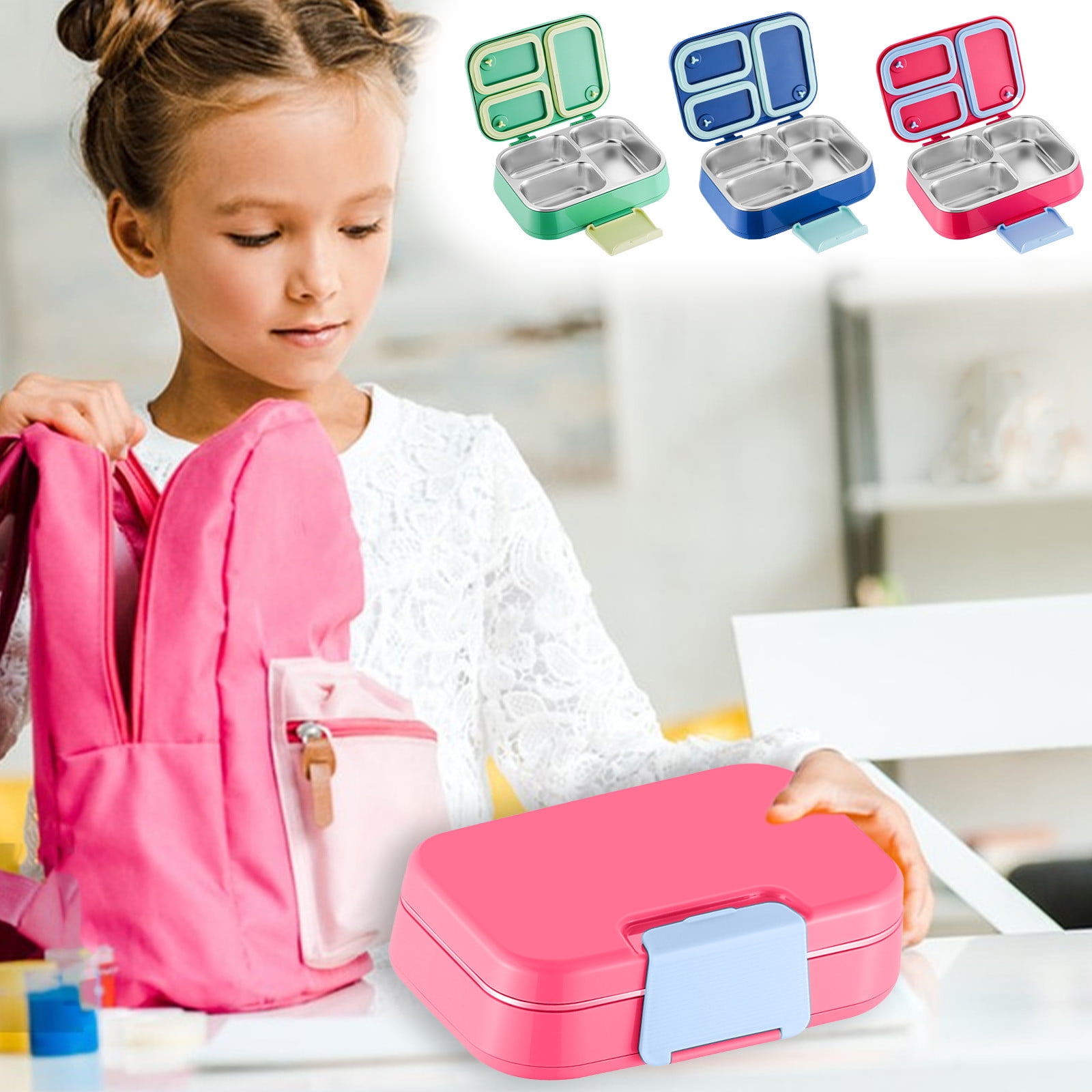 Just Released, Transparent Stainless Steel Lunch Box, 3 Compartment, Office Worker, Heat Light ...