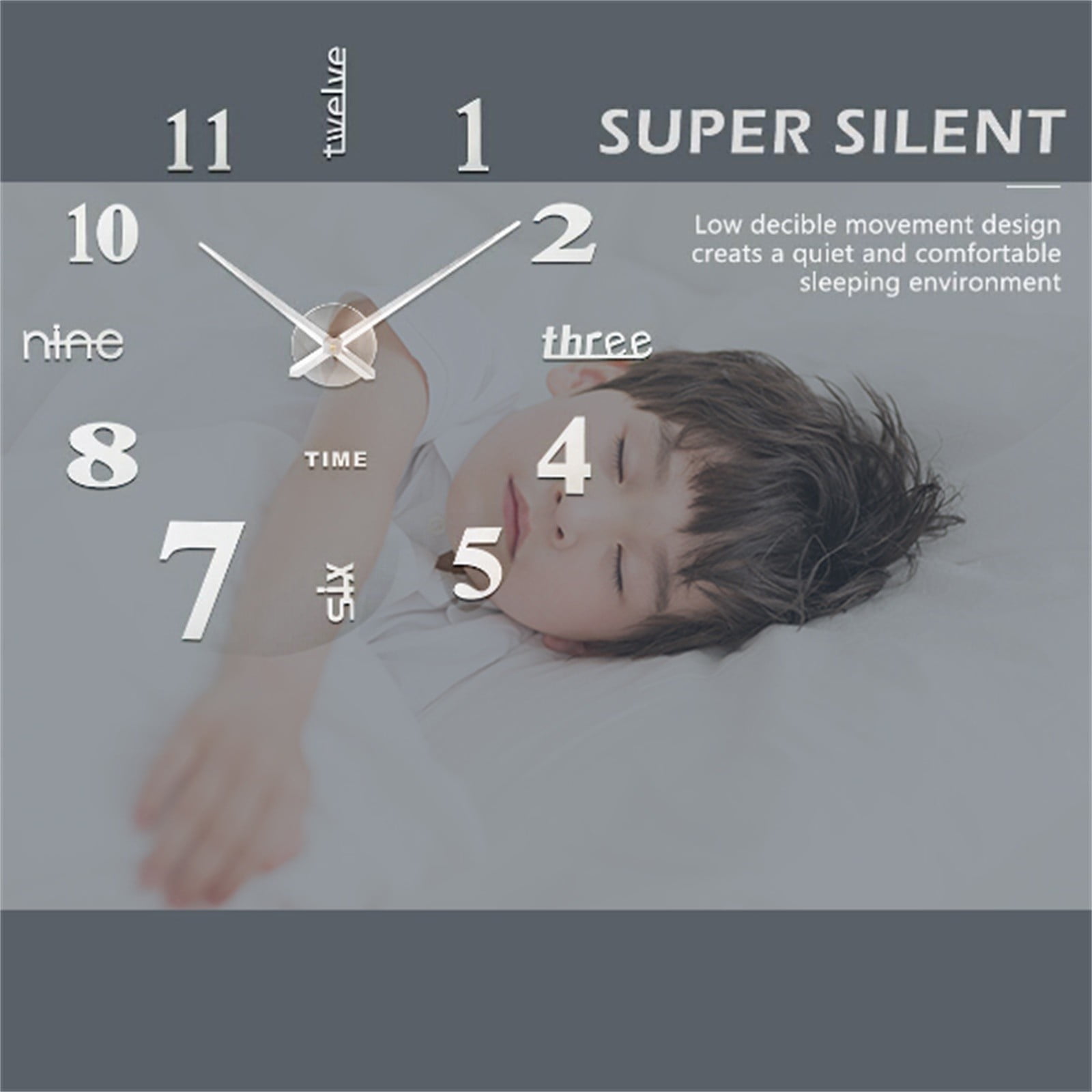 Just Released, Wall Adhesive Mirror Clock, Large Living Room Clock ...