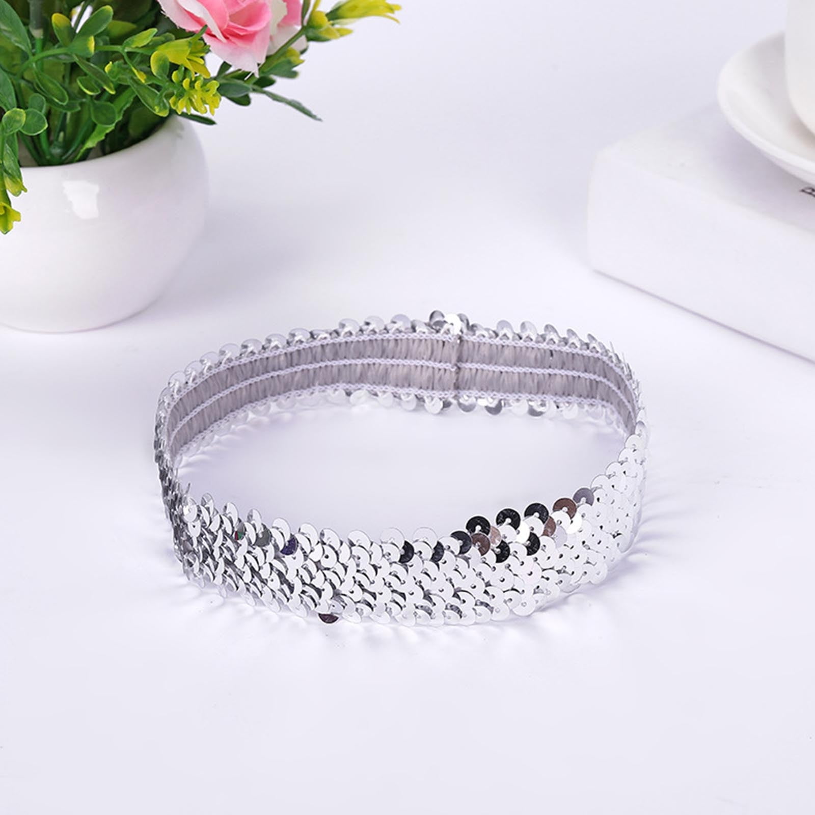 Just Released,Women's Solid Color Elastic Sequin Headband for Hair ...
