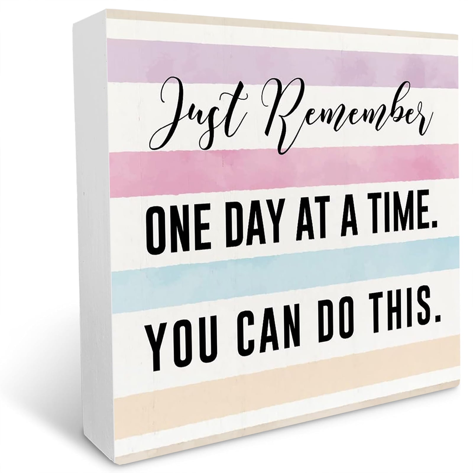 Just Remember One Day at a Time, Inspirational Quote Square Rustic Desk ...