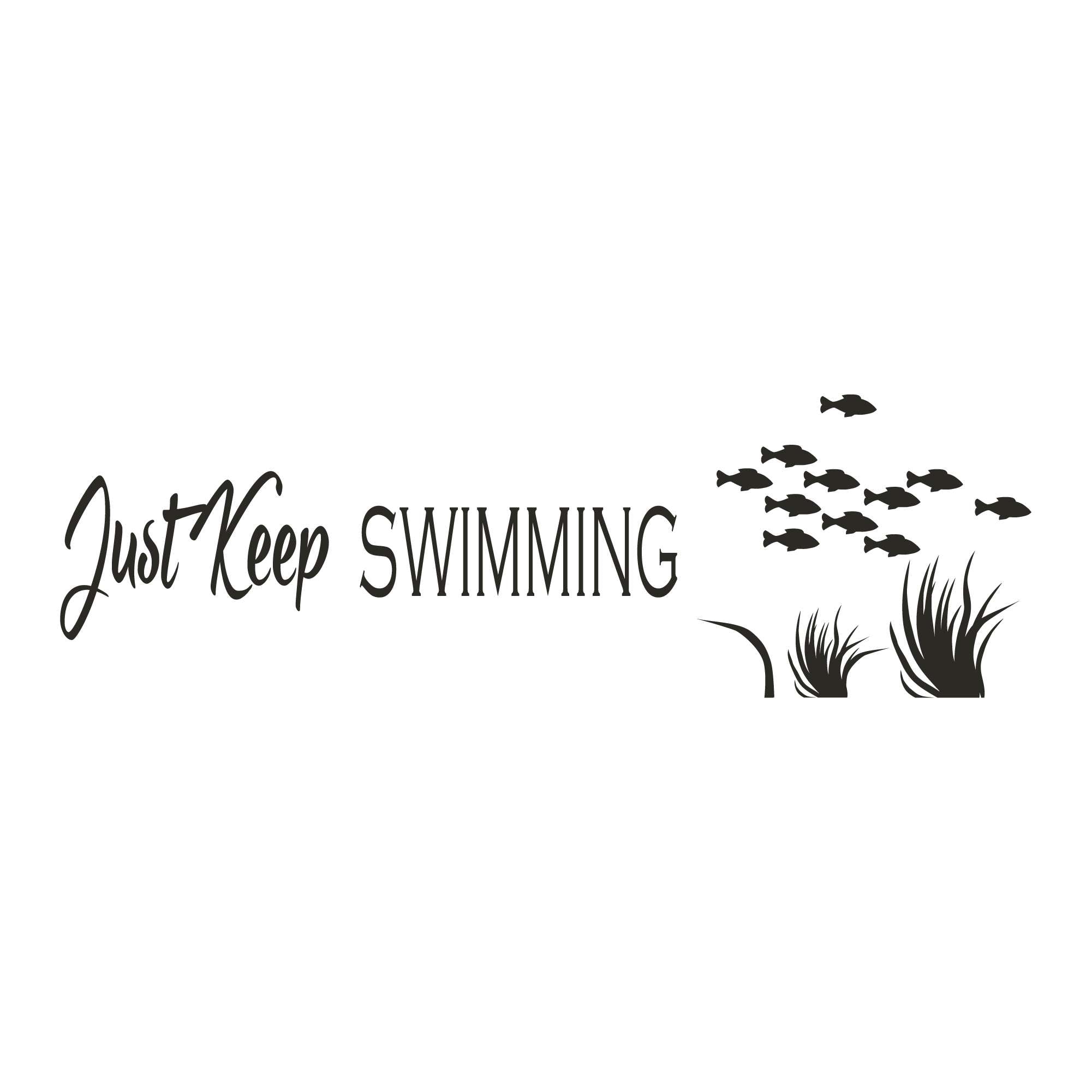 Just Swimming Cute Fishes Swimming Quote Silhouette Design Wall Art ...