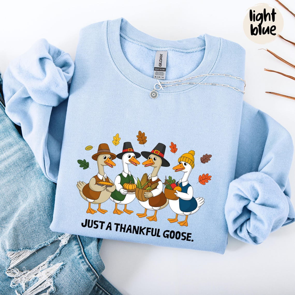 Just a Thankful Goose Sweatshirt, Cute Thankful Goose Sweater, Womens ...