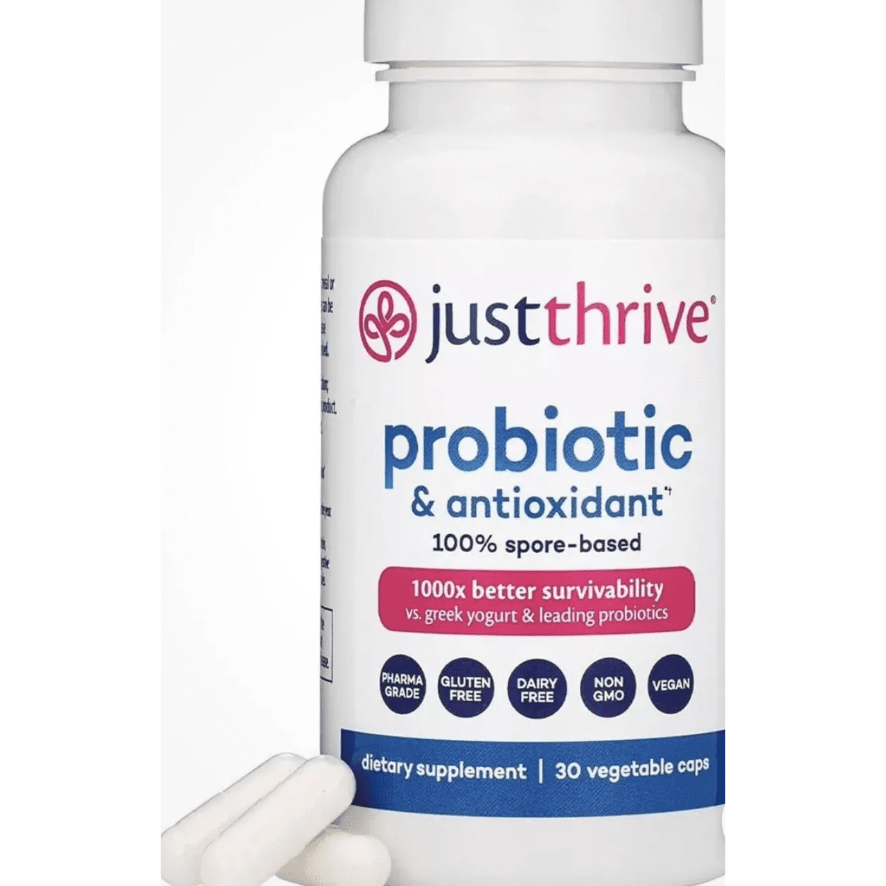 Just Thrive Probiotic & Antioxidant Dietary Supplement Spore Based 30 Caps - Walmart.com