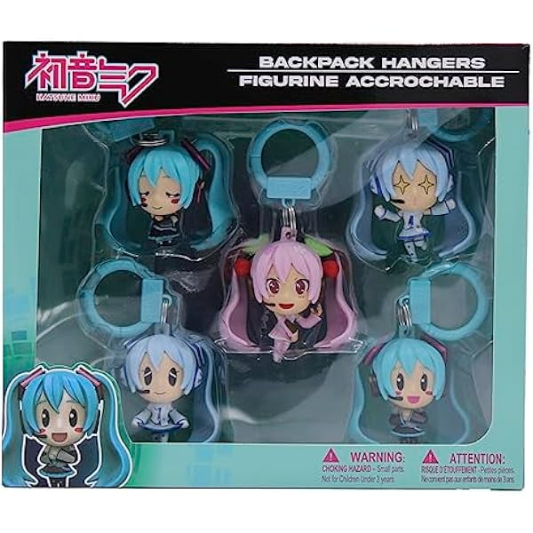 Just Toys LLC Hatsune Miku Backpack Hangers – 5‑Pack Sakura, Snow & Classic Miku Keychains – PVC ...