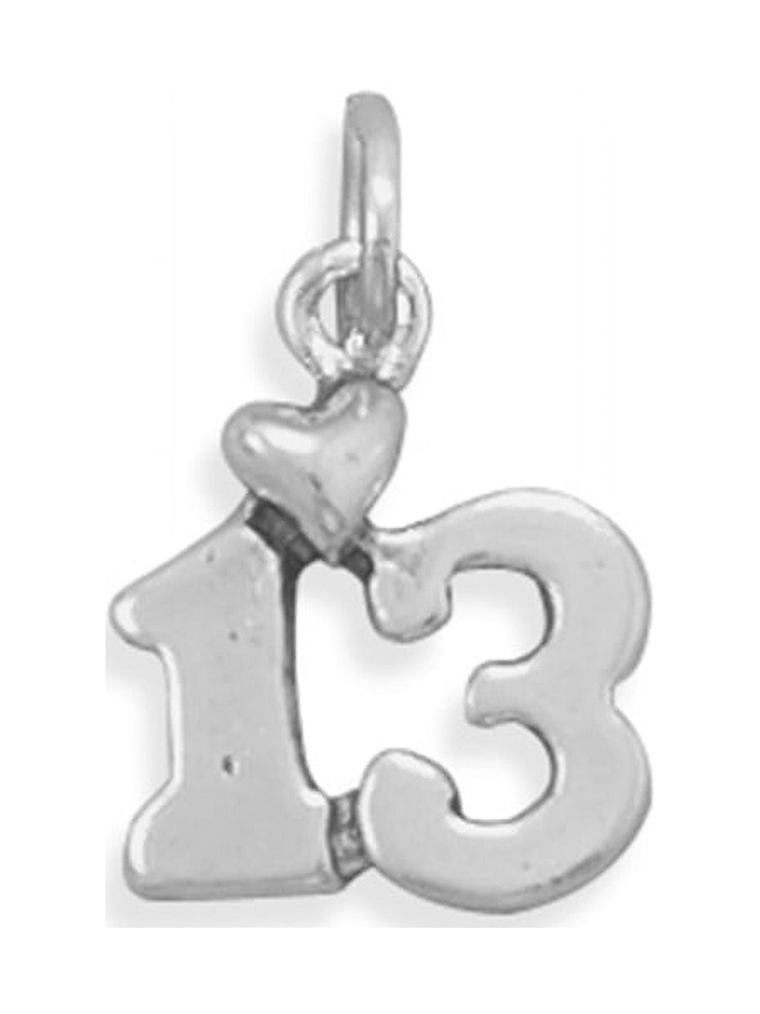Just Turned Teen Heart Number 13 Charm Sterling Silver, Made in the USA ...