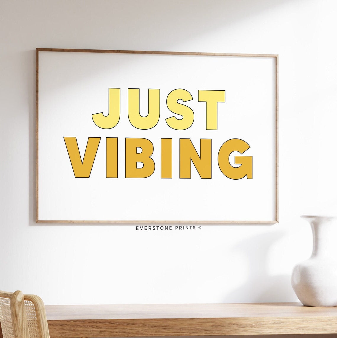 Just Vibing Word Art, Typography Print, Bedroom Wall Decor, Quote Quote ...