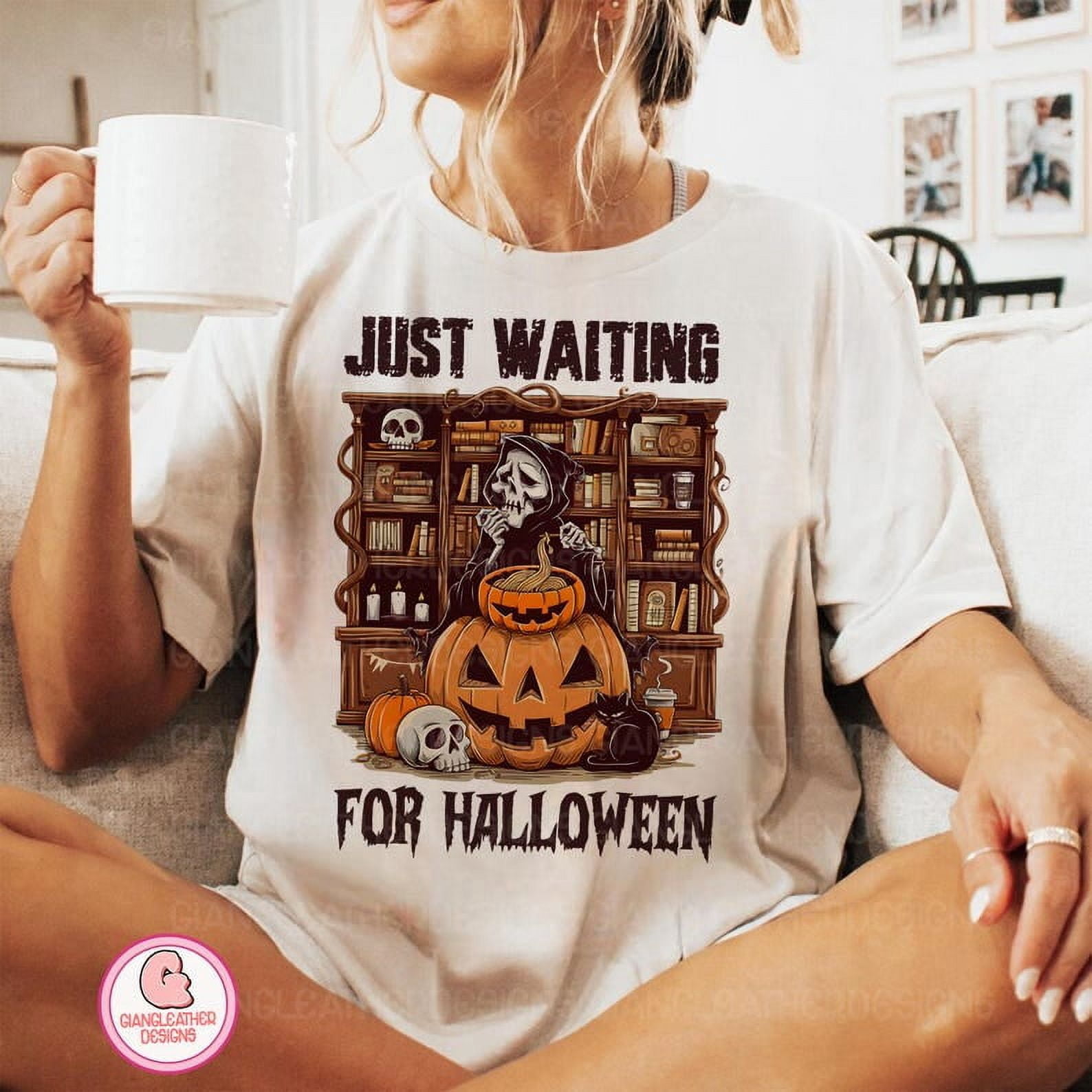 Just Waiting for Halloween T-Shirt Funny Spooky Summer Halloween ...