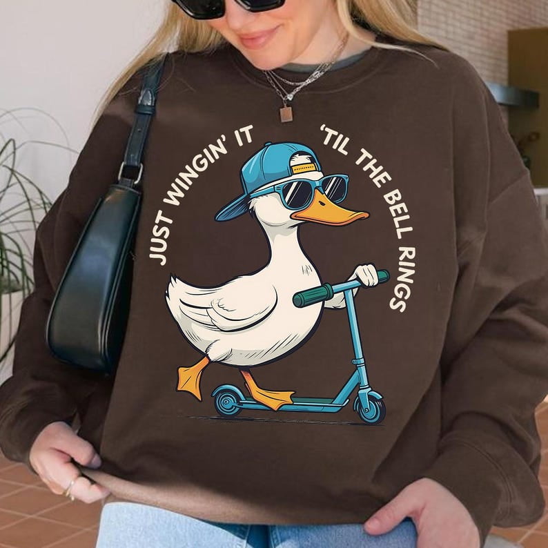 Just Wingin, It Till The Bell Ring Funny Goose Teacher png, Silly ...