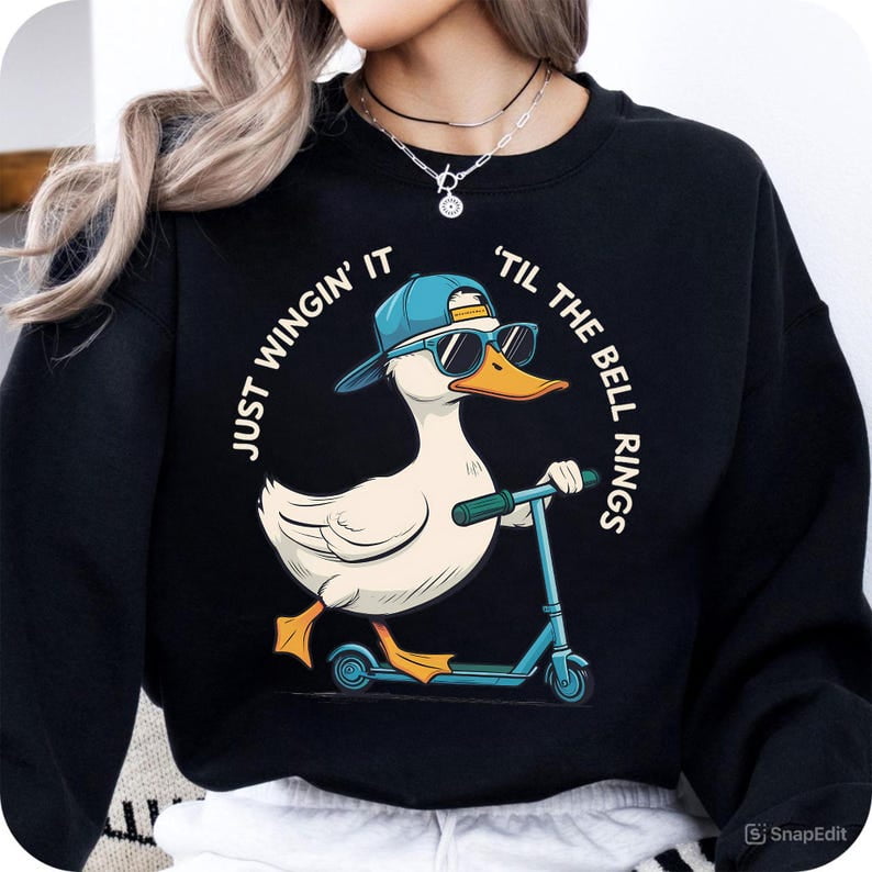 Just Wingin It Till The Bell Ring Funny Goose Teacher png, Teacher ...