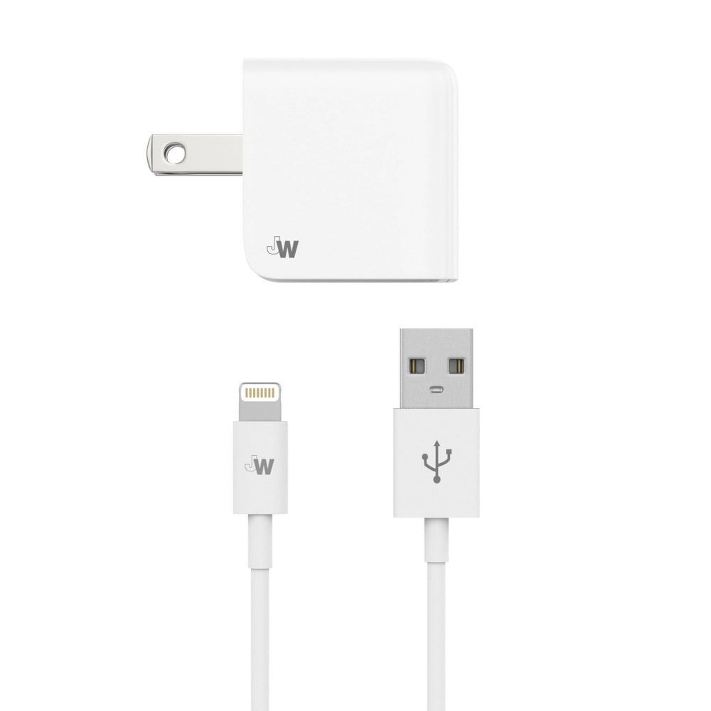 Just Wireless 2.4A Single USB ABS Wall Charger (with 5' Lightning Cable ...
