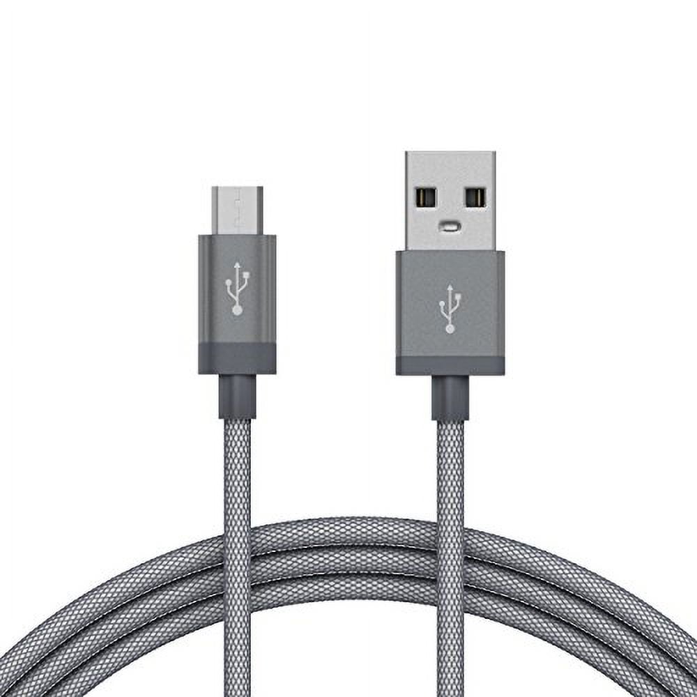 Just Wireless 76105 microUSB 5' Mesh Cable - Grey - Walmart.com