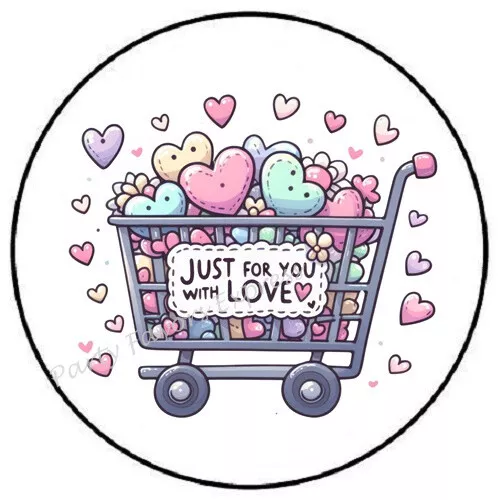 Just For You With Love Shopping Cart Sticker Party Favors Sticker ...