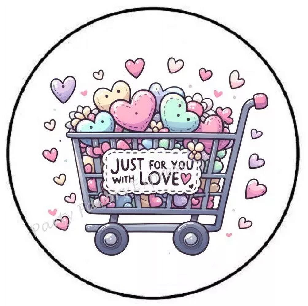 Just For You With Love Shopping Cart Sticker Party Favors Sticker ...