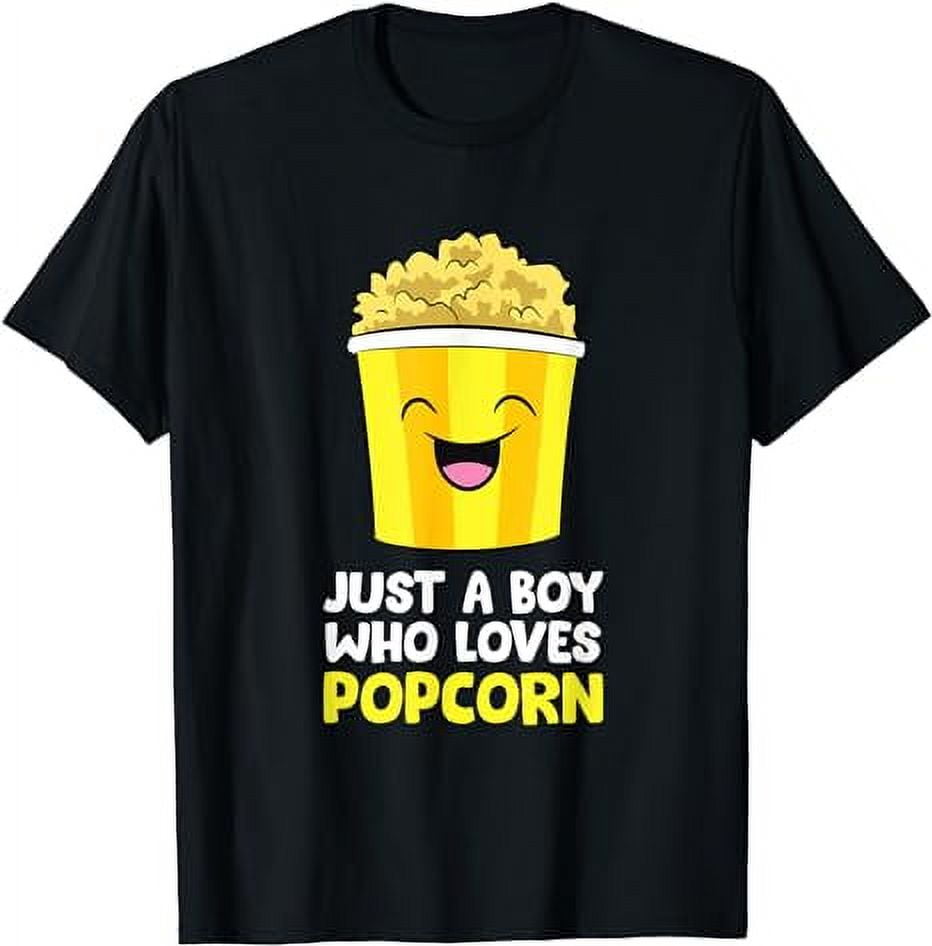 Just a Boy Who Loves Popcorn Cinema Movie Watching Popcorn T-Shirt ...