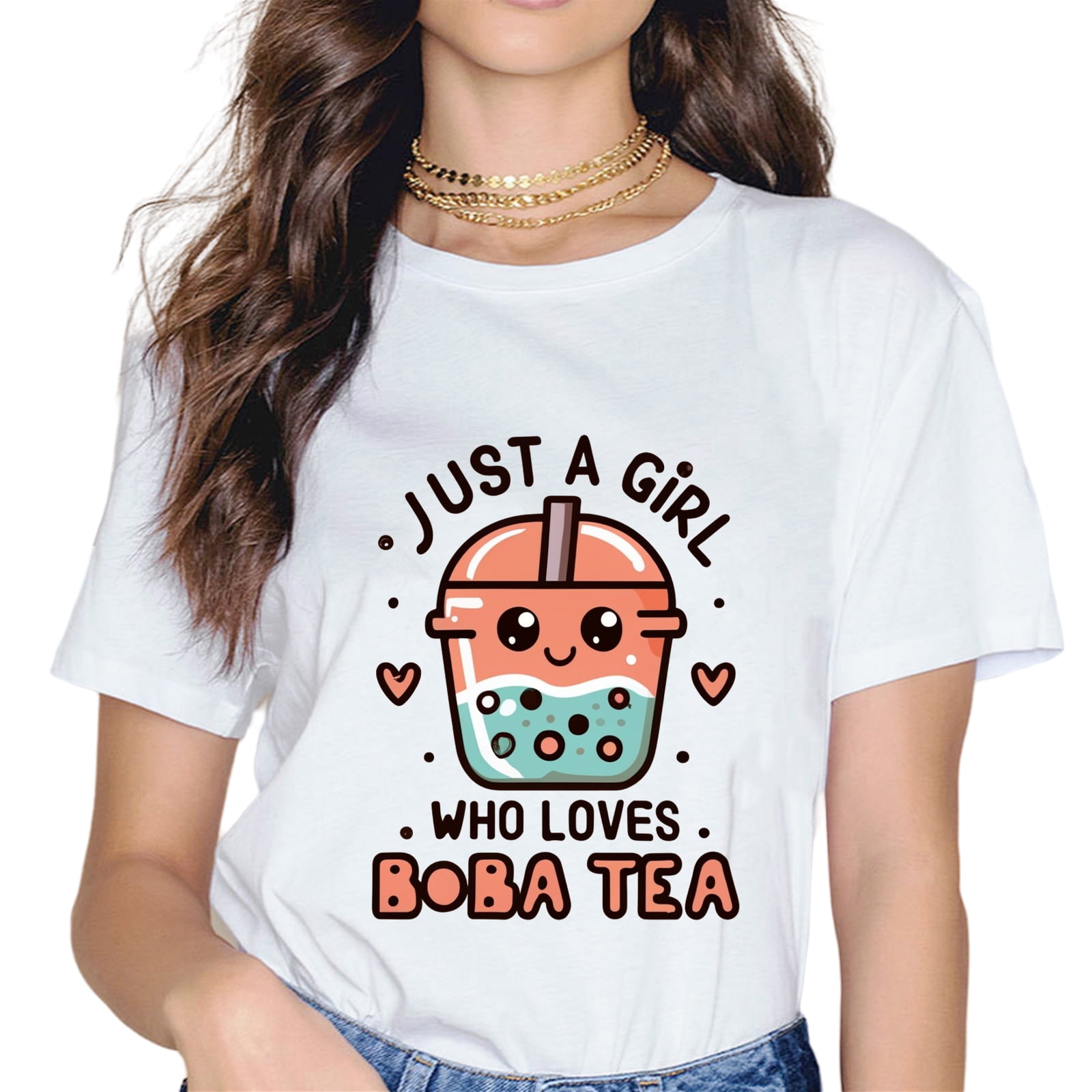 Just a Girl Who Loves Boba Tea Kawaii Style T-Shirt - Walmart.com