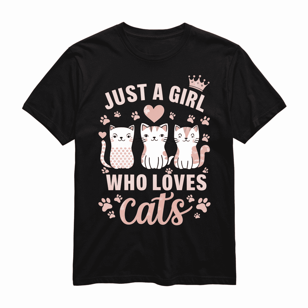 Just a Girl Who Loves Cats Adorable Cat Mom T-Shirt - Walmart.com