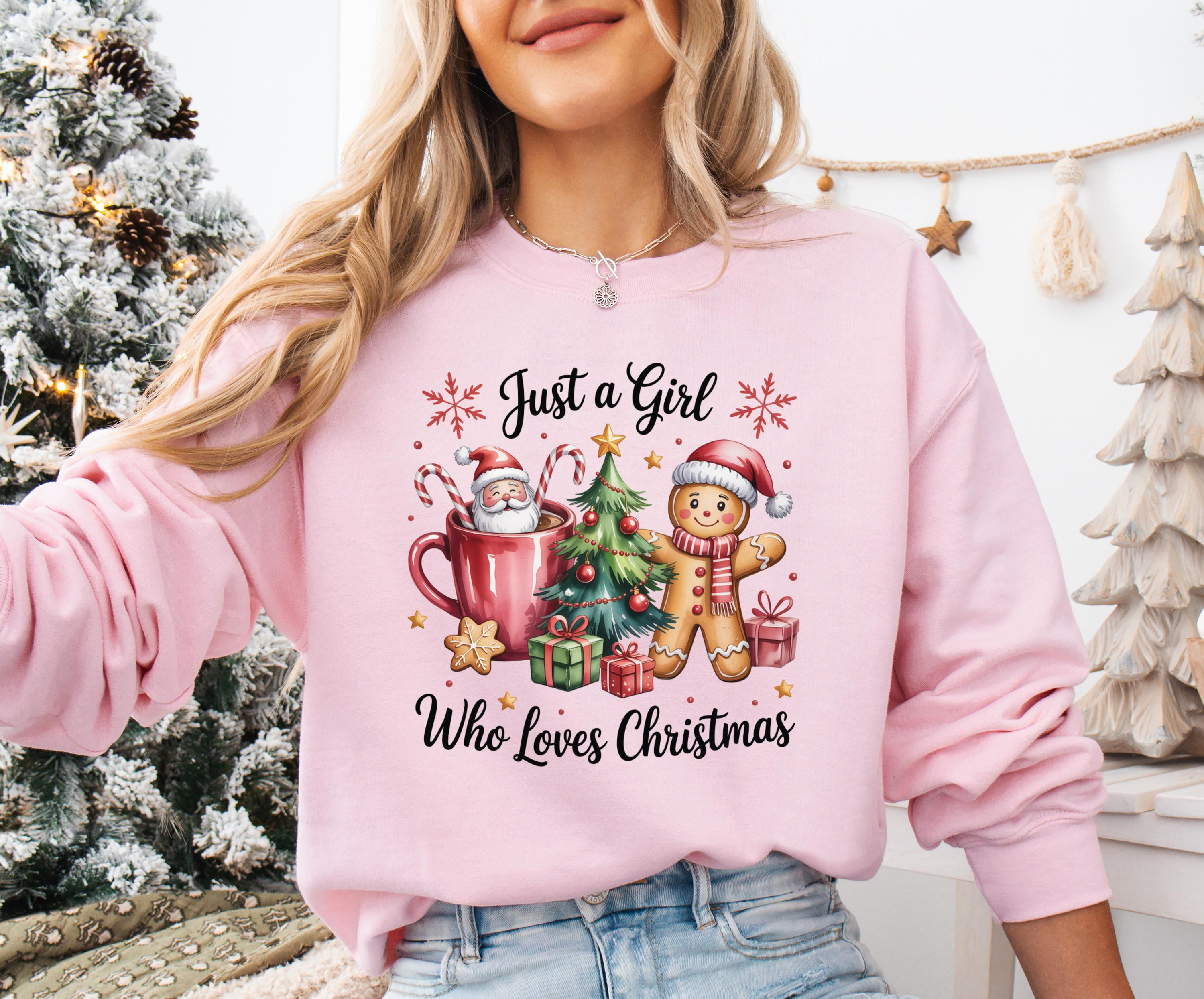 Just a Girl Who Loves Christmas Sweatshirt | Cute Gingerbread Holiday ...