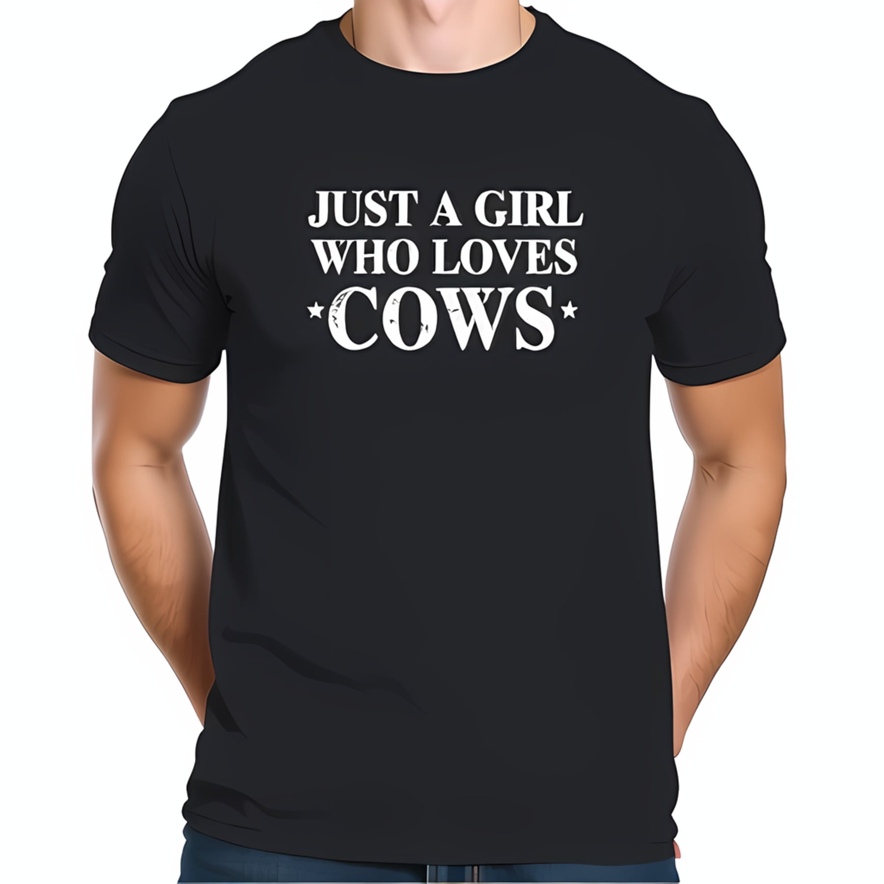 Just a Girl Who Loves Cows Cotton Short Sleeve T-Shirt - Bold White ...