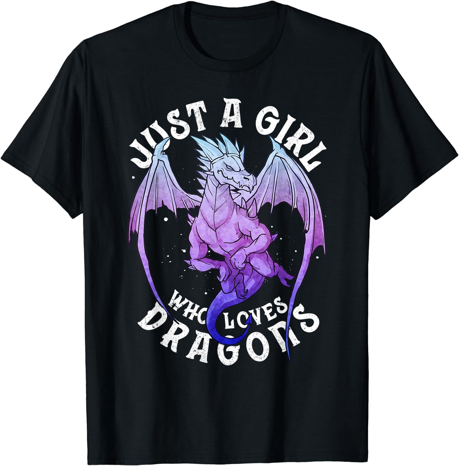 Just a Girl Who Loves Dragons Art Dragon Women Girl T-Shirt Black Large ...