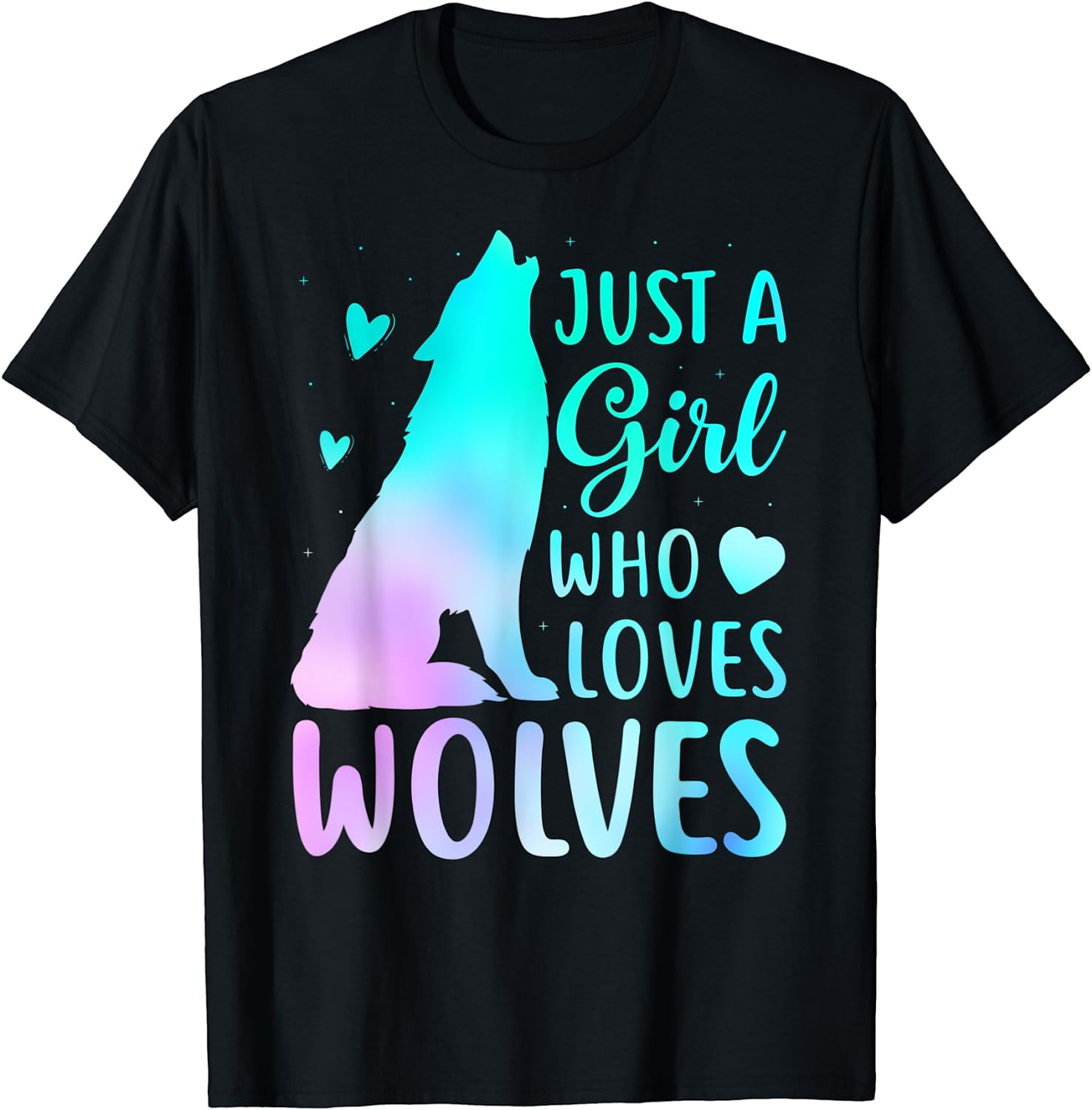 Just a Girl Who Loves Wolves Watercolor Cute Wolf Lovers T-Shirt ...