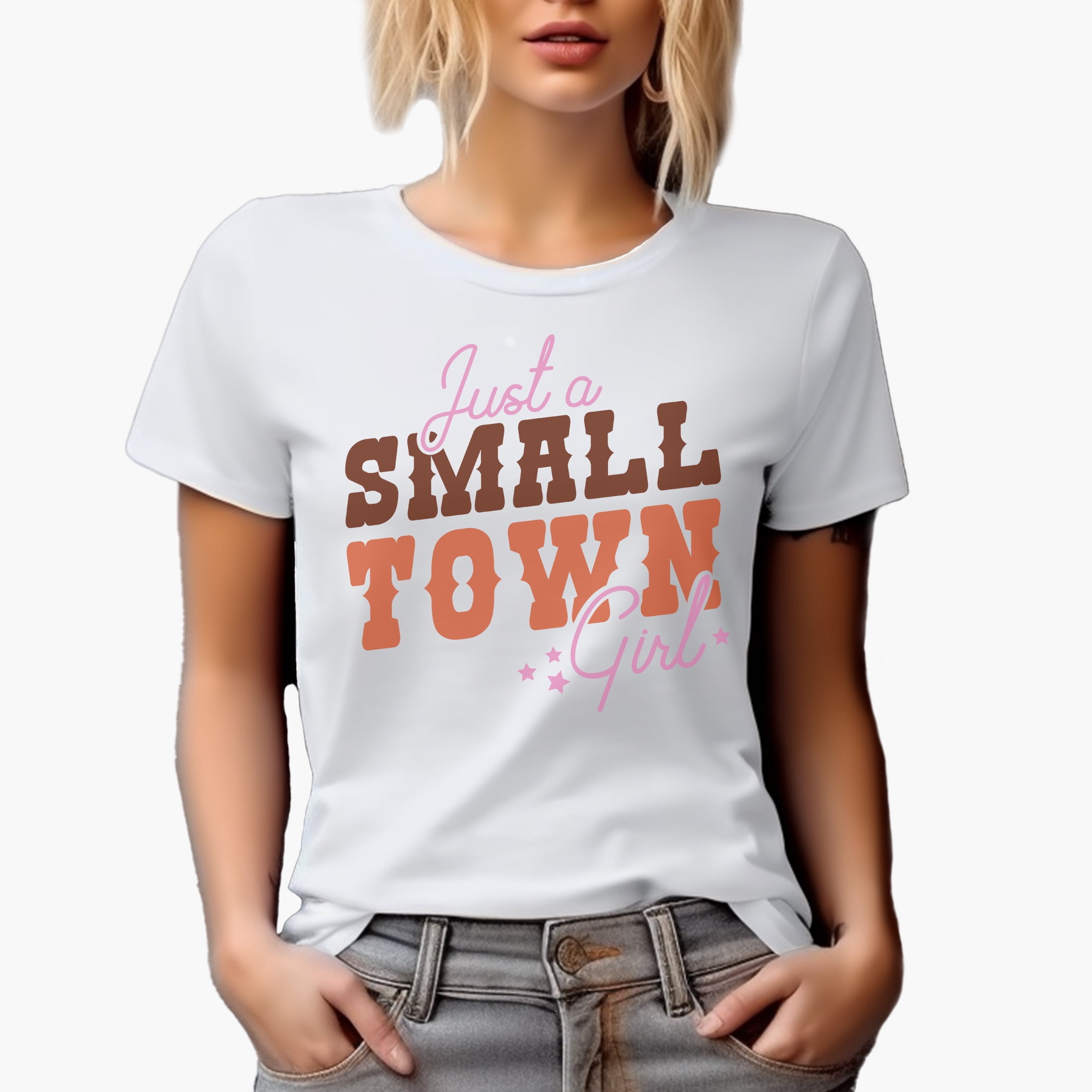 Just a Small Town Girl, Country Themed Merch Gift, White T-Shirt, Small ...