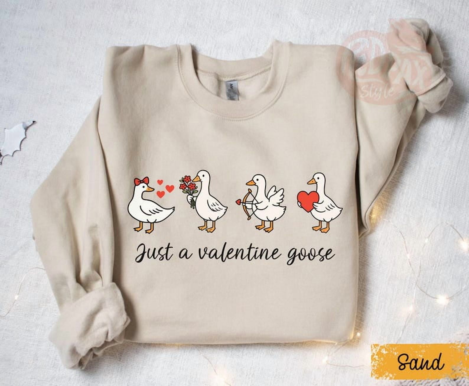 Just a Valentine Goose Sweatshirt, Cute Goose Valentine Sweater, Gildan ...