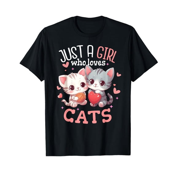 Just a Who Loves Cats T-Shirt - Cute Cat Lover Gift with Kittens and ...