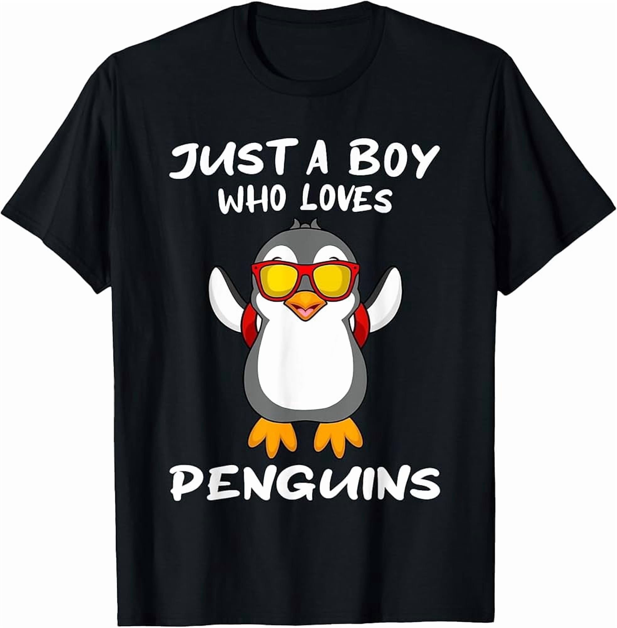 Just a Who Loves Penguins T-Shirt with Cute Cartoon Penguin in ...