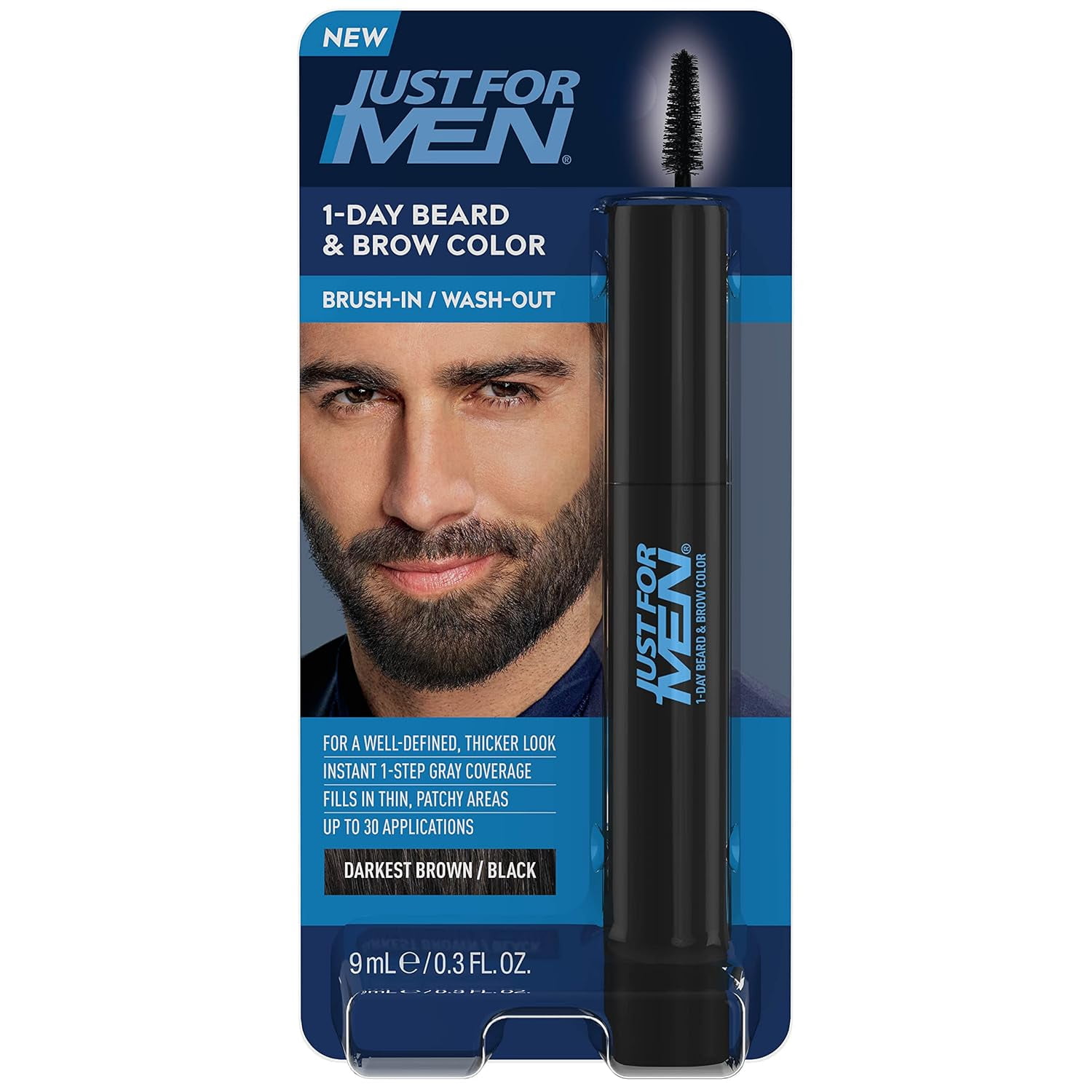 Just for Men 1 Day Temporary Beard and Brow Color, Darkest Brown and ...
