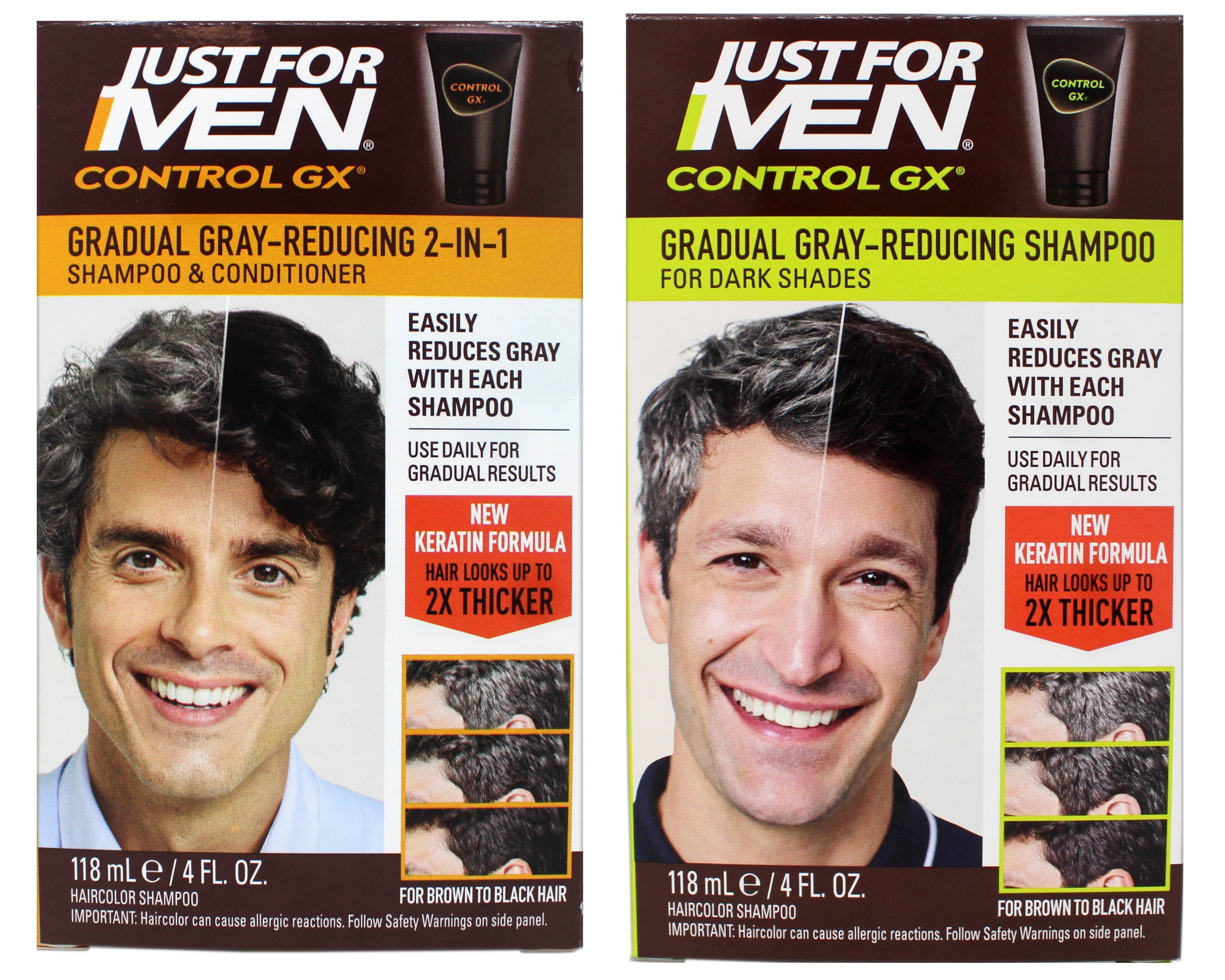 Just for Men Control GX Grey Reducing Shampoo, Gradual Hair Color & GX ...