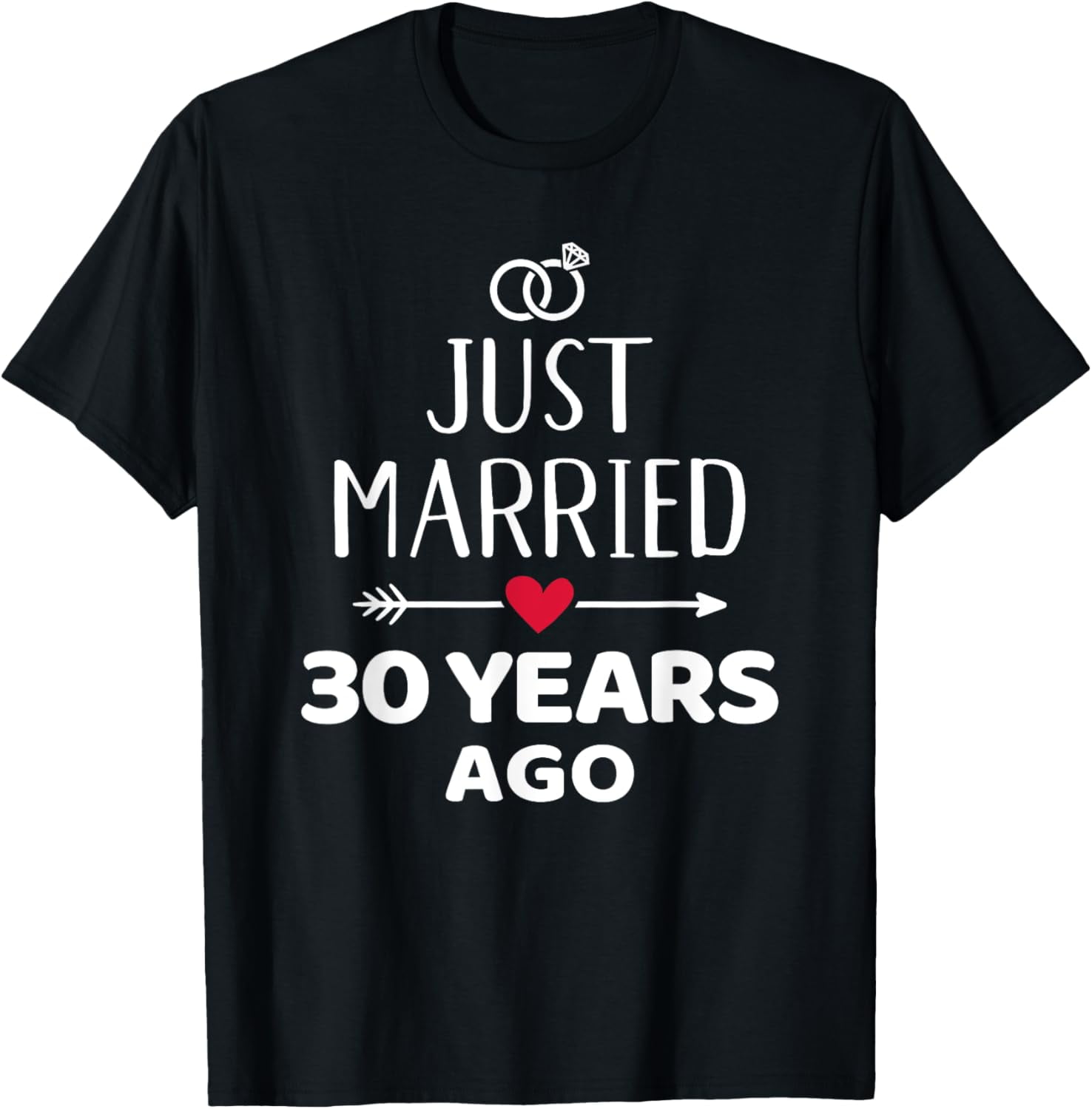 Just married 30 years ago 30th wedding anniversary T-Shirt100% cotton ...