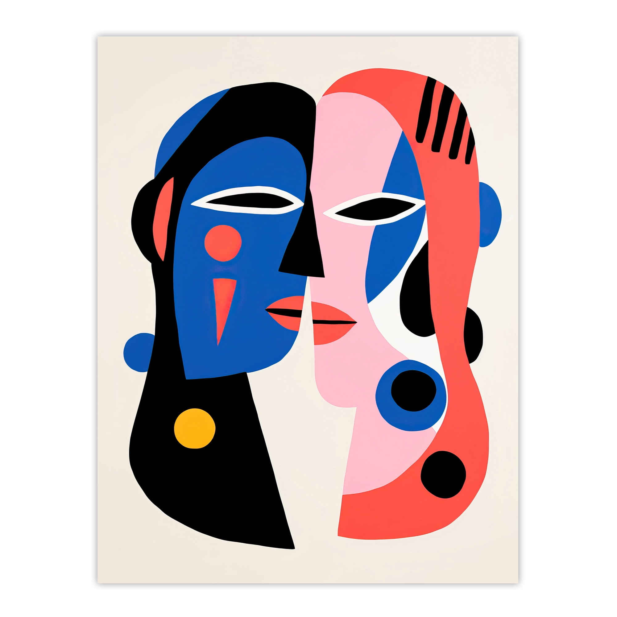 Just the Two of Us Couple in Love Abstract Cubist Blue Pink Oil ...