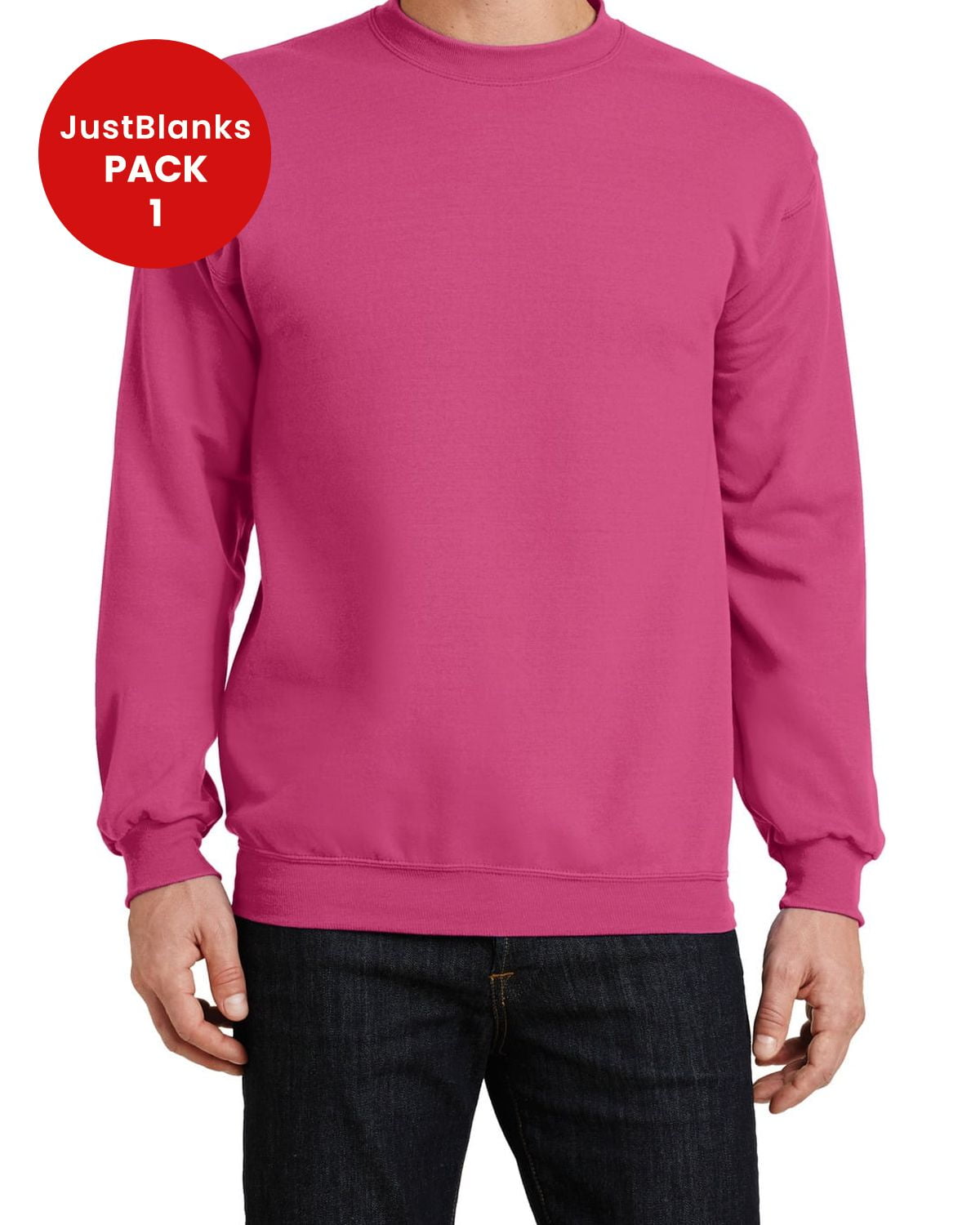 JustBlanks Core Fleece Crewneck Sweatshirt Ribbed Cuffs Waistband for a ...