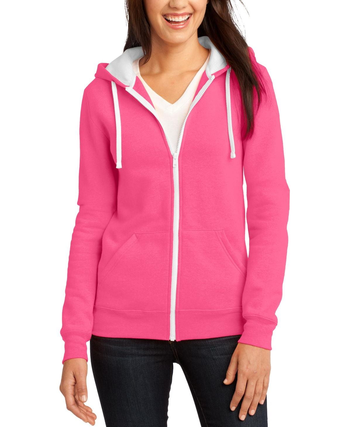 JustBlanks Juniors The Concert Fleece Full Zip Hoodie, Neon Pink, M ...