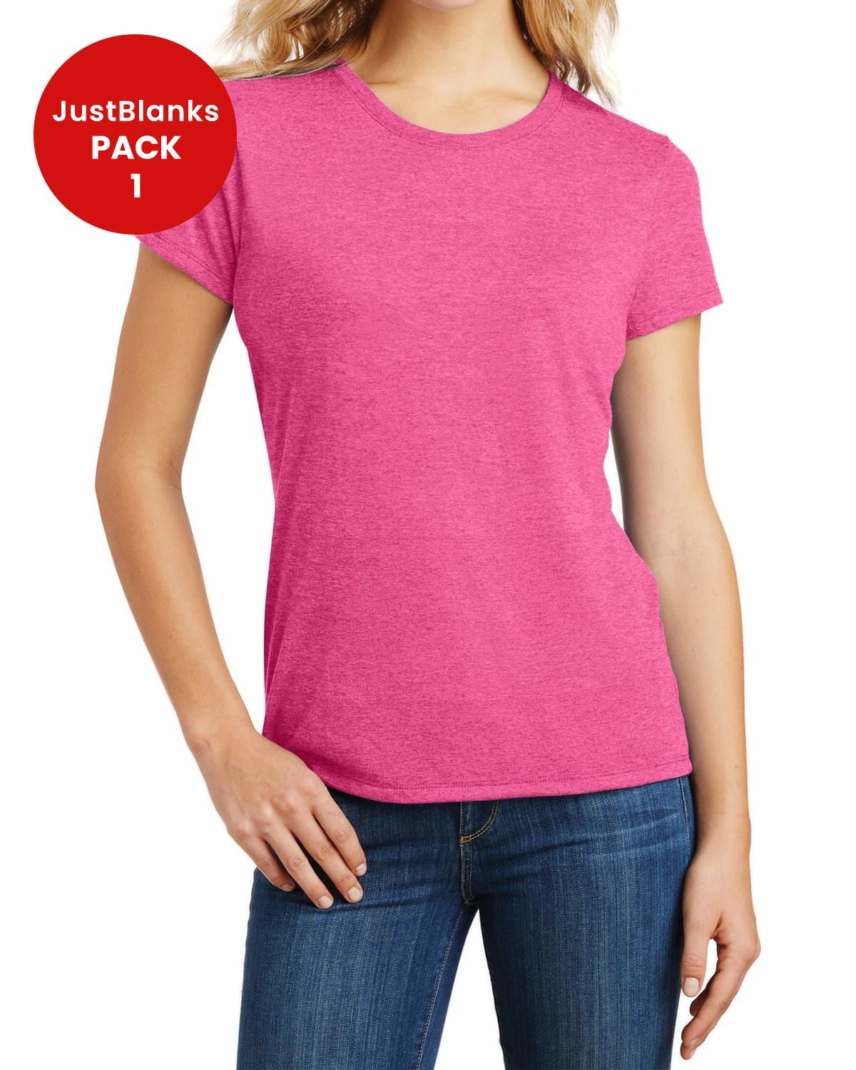 JustBlanks Ladies Perfect Tri Shoulder to shoulder taping Crew T Shirt ...