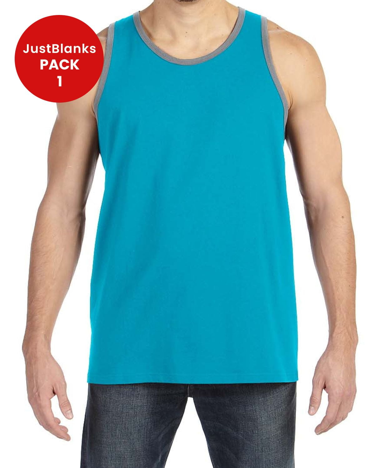 JustBlanks Lightweight Ringer Tank Top Semi Fitted Double Needle ...