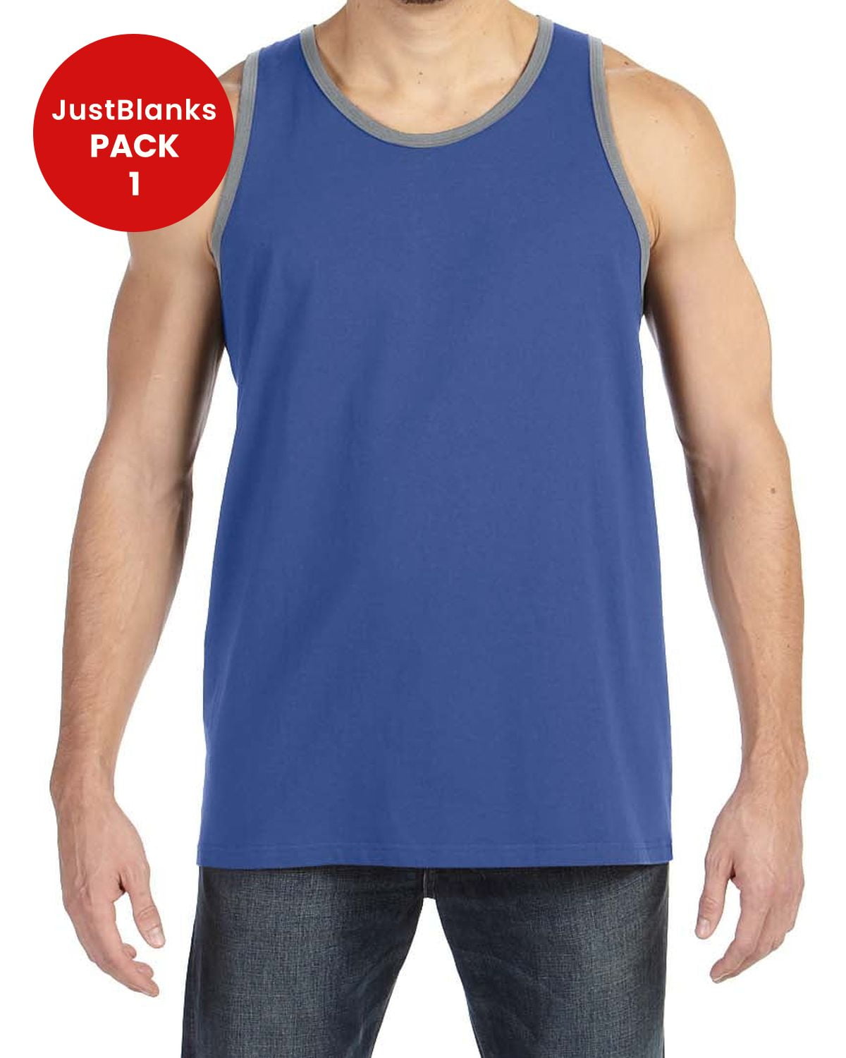 JustBlanks Lightweight Ringer Tank Top Semi Fitted Double Needle ...