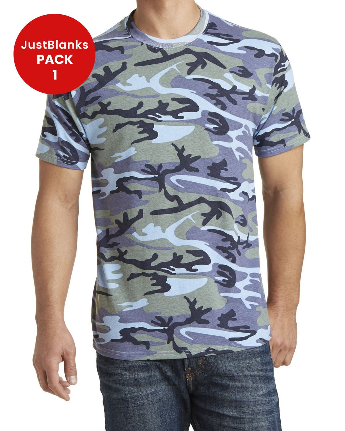 JustBlanks Core Cotton Camo T Shirt for Comfort Relabeling Rib Knit ...